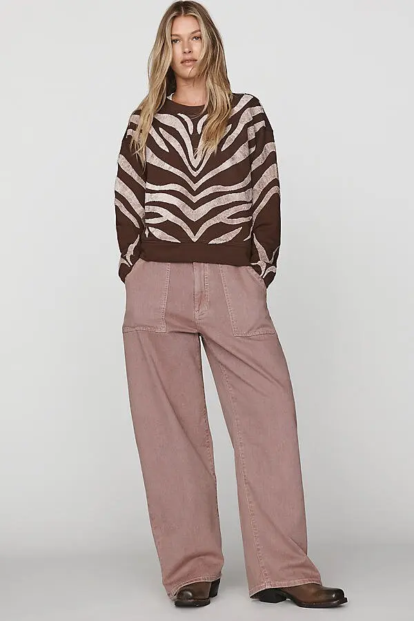 Anthropologie Animal Print Sweatshirt - Dark Brown