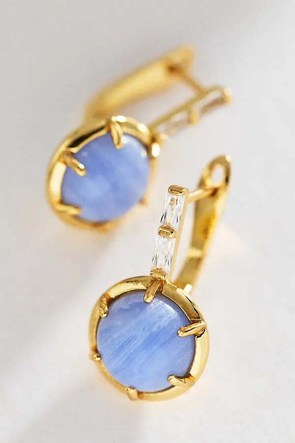 Anthropologie Gemstone Drop Earrgs - Blue Agate