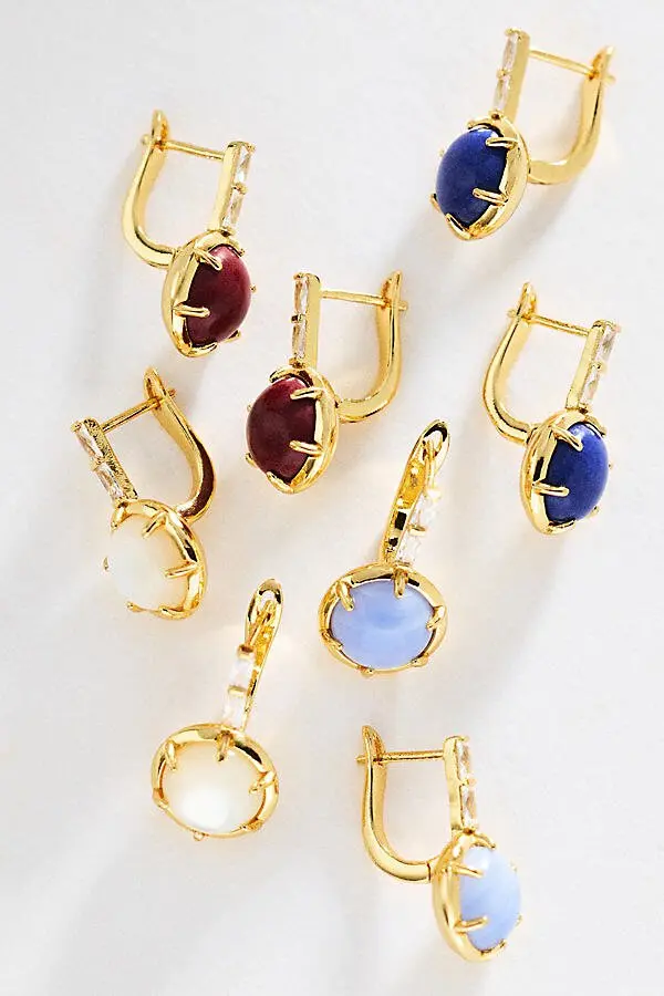 Anthropologie Gemstone Drop Earrgs - Blue Agate