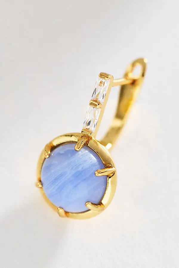Anthropologie Gemstone Drop Earrgs - Blue Agate