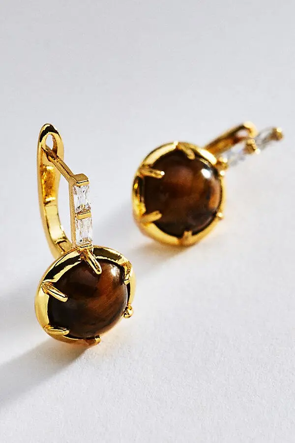 Anthropologie Gemstone Drop Earrings - Brown