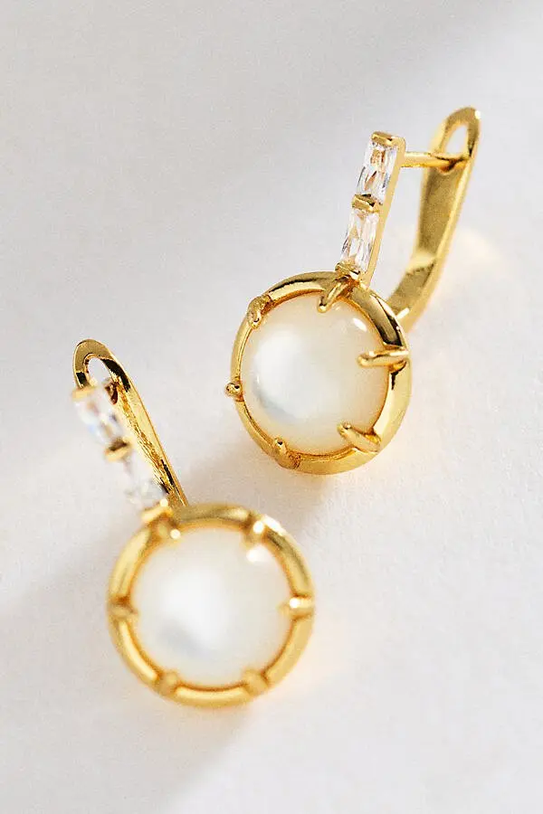Anthropologie Gemstone Drop Earrings - Opal