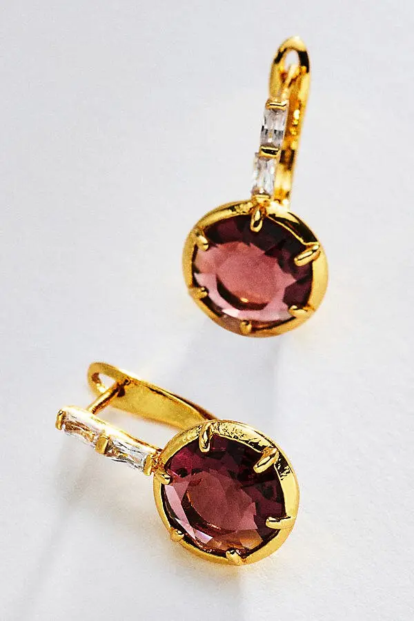 Anthropologie Gemstone Drop Earrings - Red
