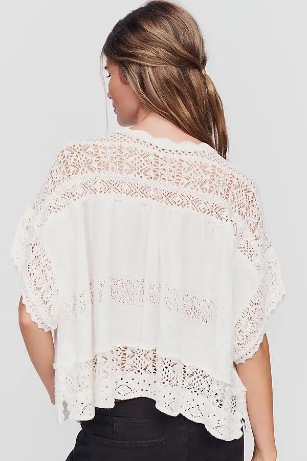 Anthropologie Sheer Mock Neck Boxy Top