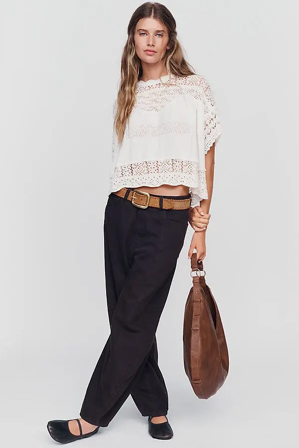 Anthropologie Sheer Mock Neck Boxy Top