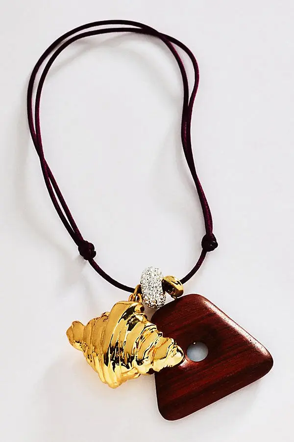 Timeless Pearly Corded Croissant Necklace