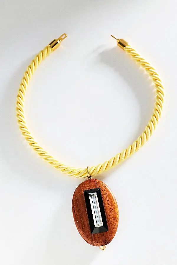 Timeless Pearly Corded Wood Necklace