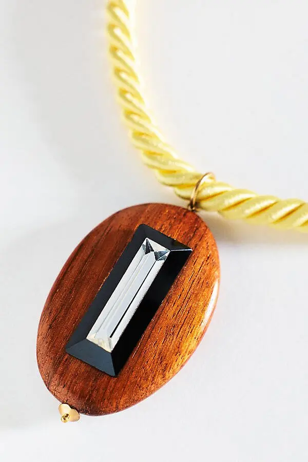 Timeless Pearly Corded Wood Necklace