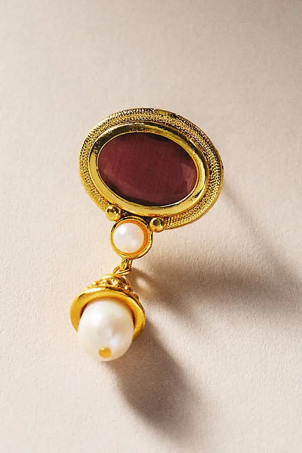 Maison Irem Garnet Pearl Drop Earrings