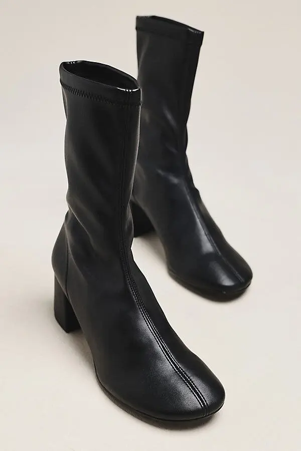 Maeve Block Heel Sock Boots - Black