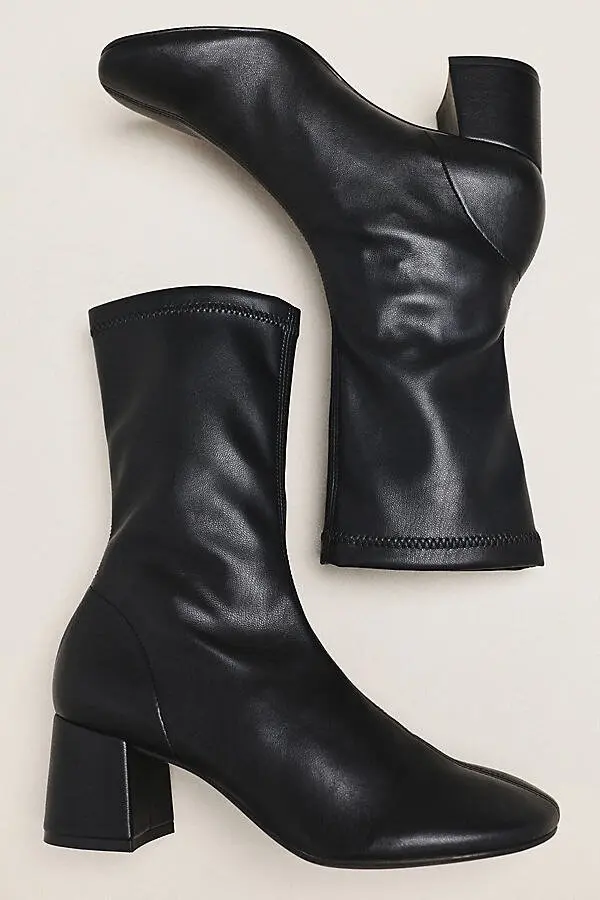 Maeve Block Heel Sock Boots - Black