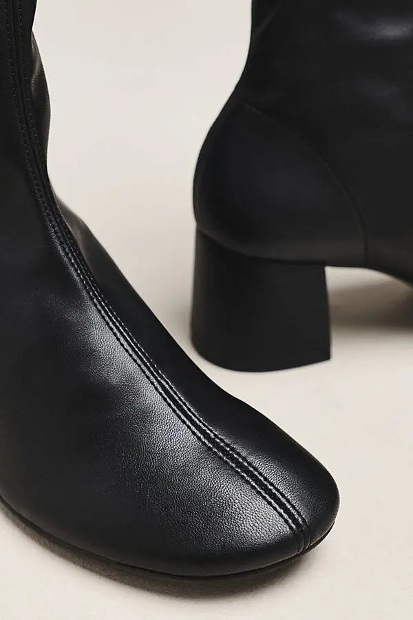 Maeve Block Heel Sock Boots - Black