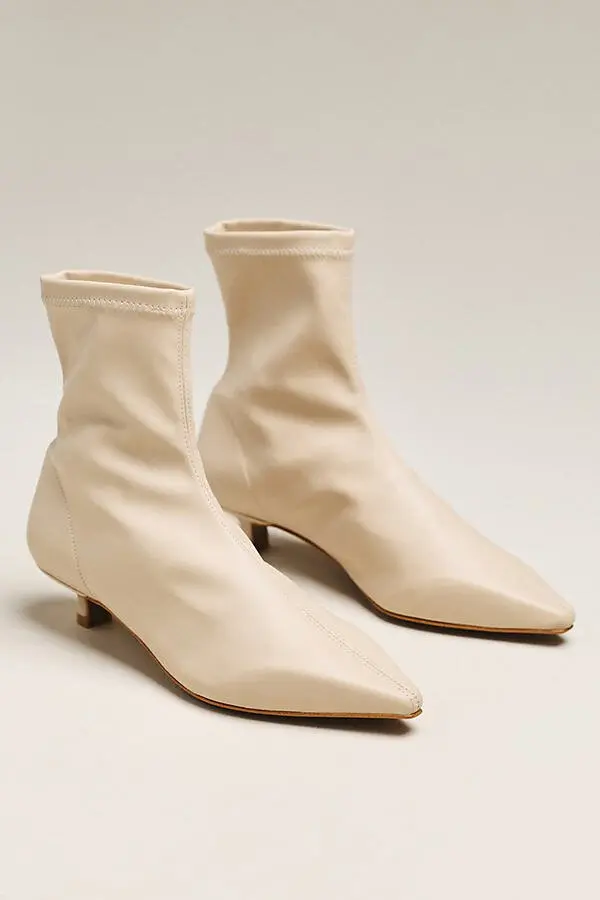 Maeve Pointed-toe Sock Booties - Cream