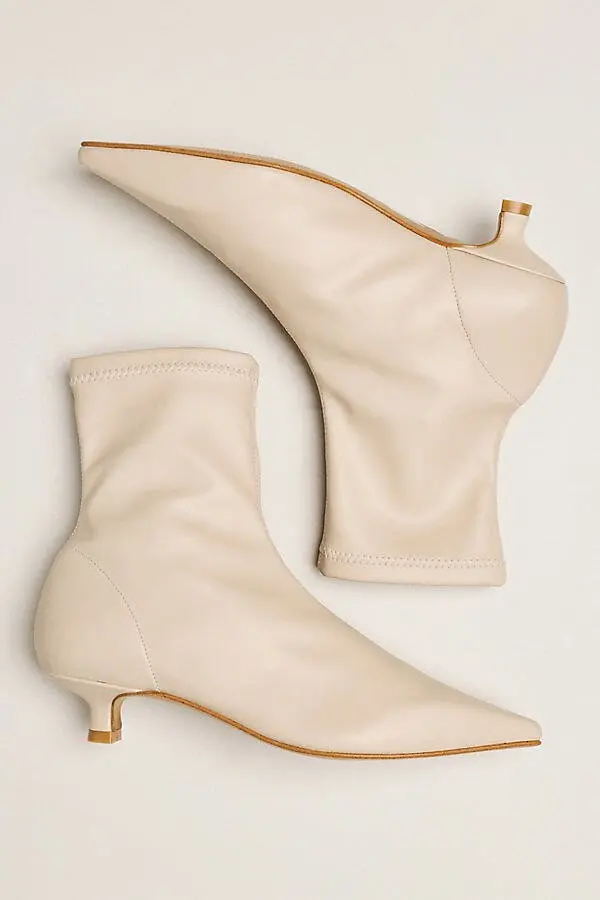 Maeve Pointed-toe Sock Booties - Cream