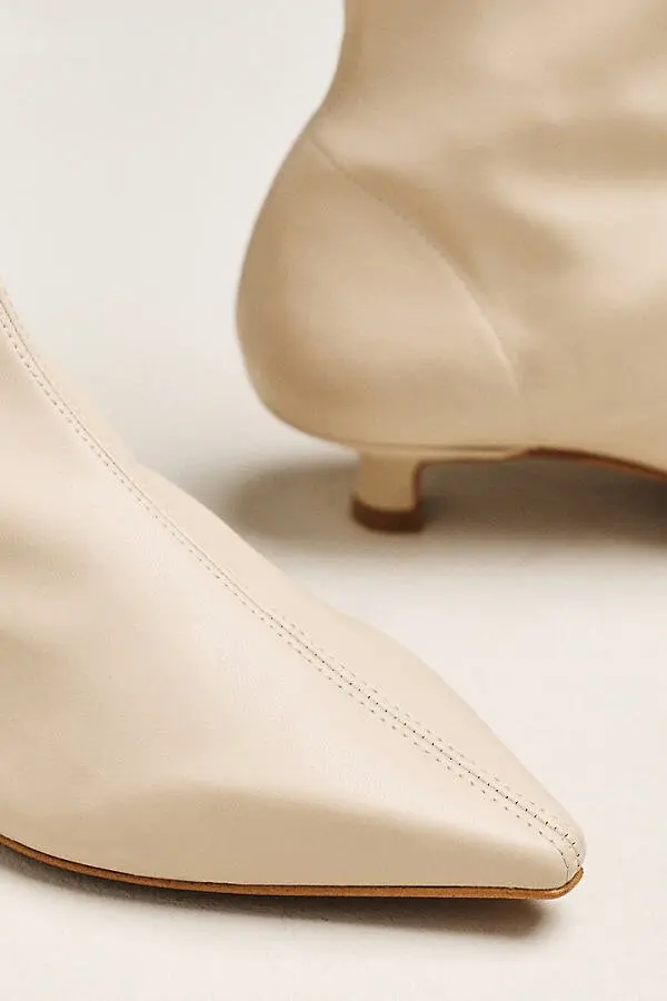 Maeve Pointed-toe Sock Booties - Cream