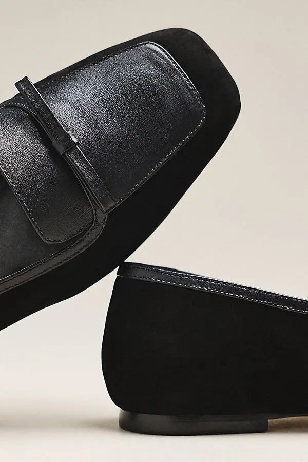 Maeve Bow Square-toe Flats - Black
