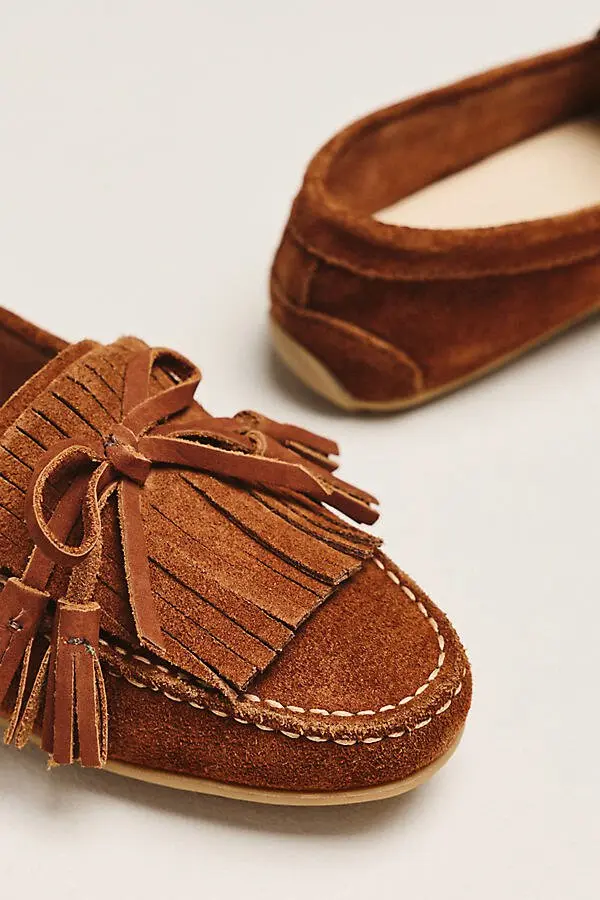 Anthropologie Tassel Suede Moccasins