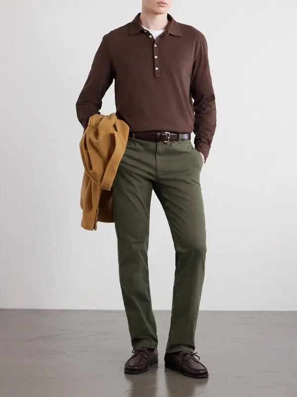 Massimo Alba Raya Cotton-jersey Polo Shirt - Brown