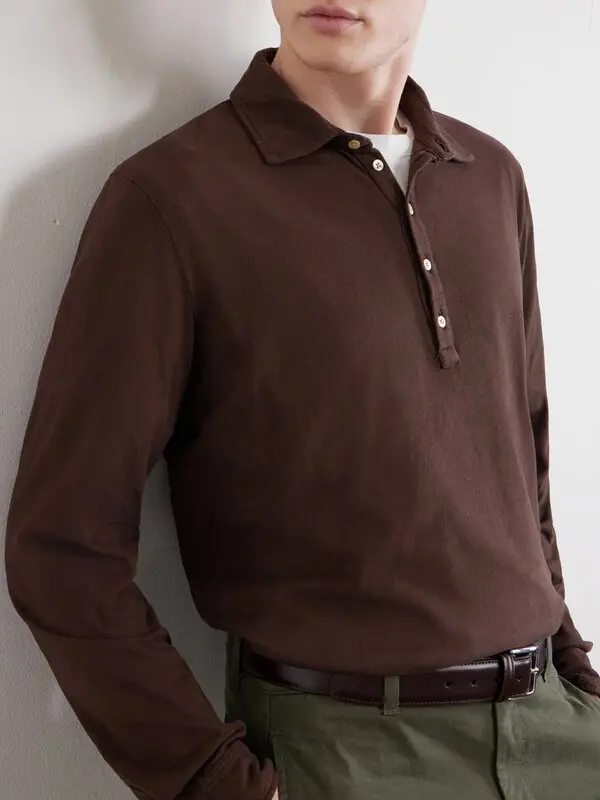 Massimo Alba Raya Cotton-jersey Polo Shirt - Brown