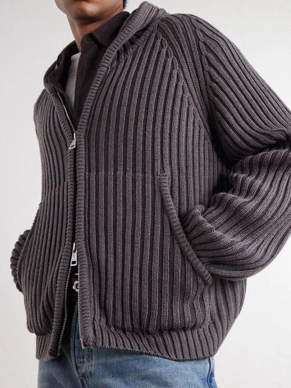 Our Legacy Level Merino Wool Zip-up Hoodie - Gray