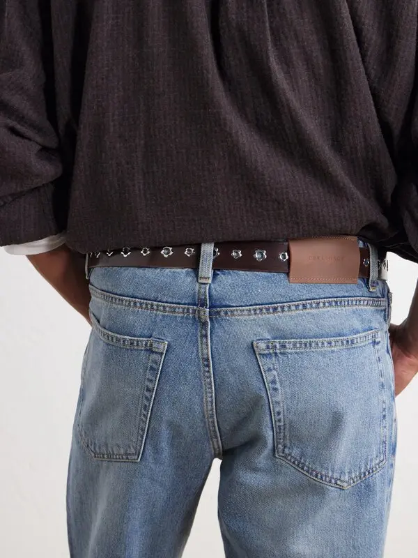 Our Legacy Flower Embellished Leather Belt