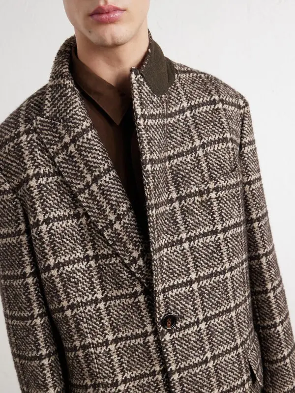 Dolce & Gabbana Checked Wool-blend Tweed Coat