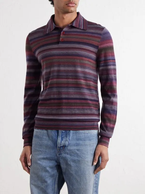 Dolce & Gabbana Striped Wool Polo Shirt