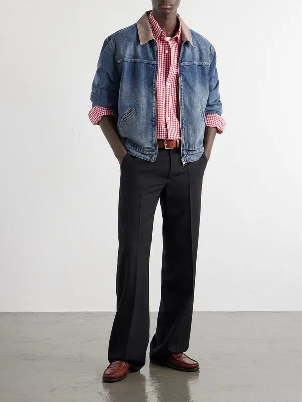 FRAME Corduroy-trimmed Cotton And Lyocell-blend Denim Jacket
