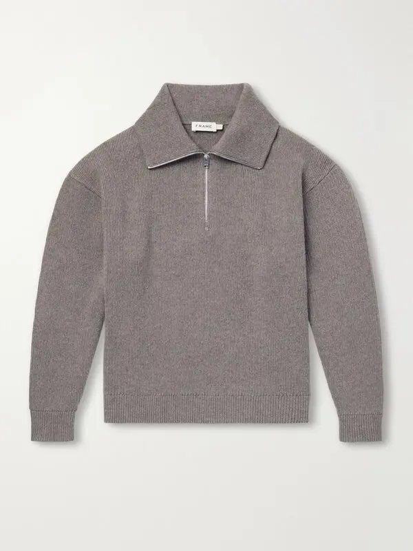 FRAME Wool Quarter-zip Sweater