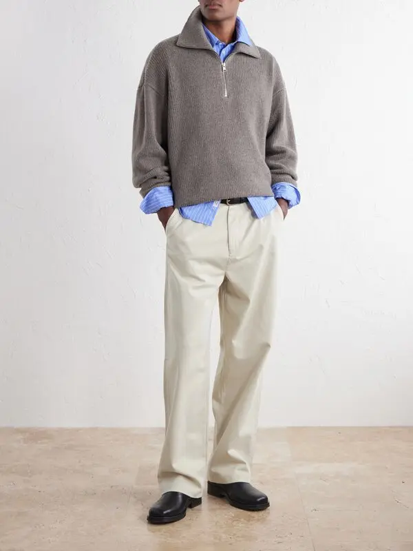 FRAME Cotton-twill Wide-leg Trousers