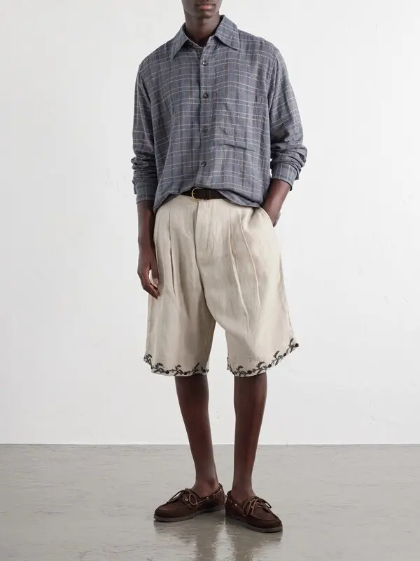 KARTIK RESEARCH Checked Cotton And Silk-blend Shirt