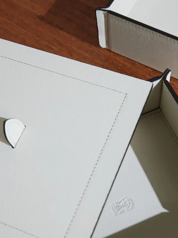 Brunello Cucinelli Set Of Three Leather Storage Box
