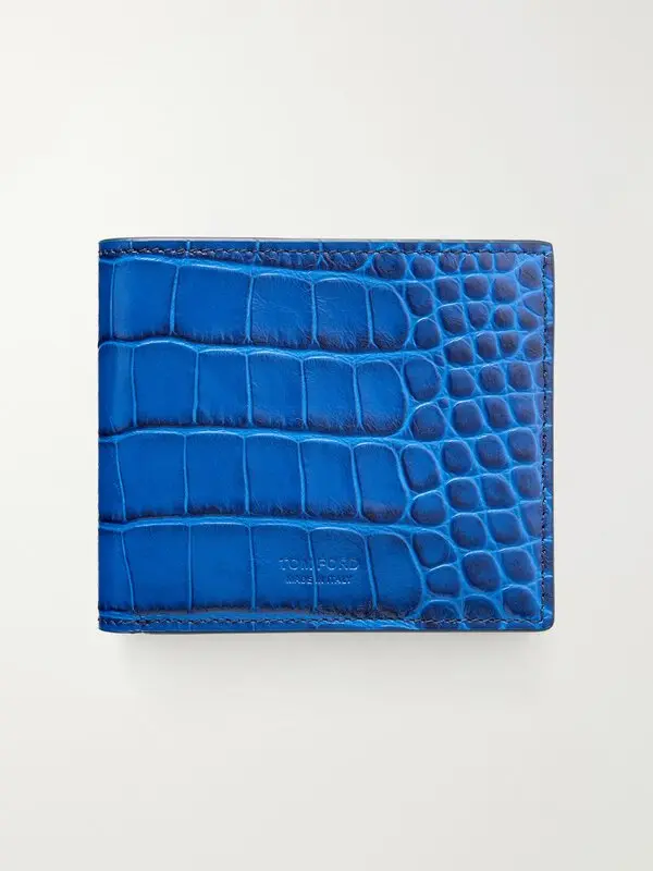 TOM FORD Croc-embossed Leather Wallet - Blue