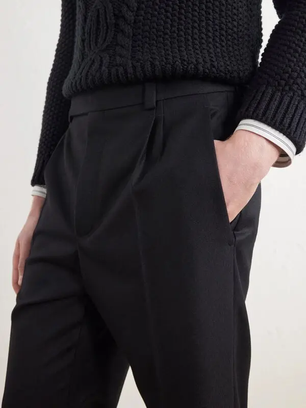 Saint Laurent Tapered Brushed Wool Trousers