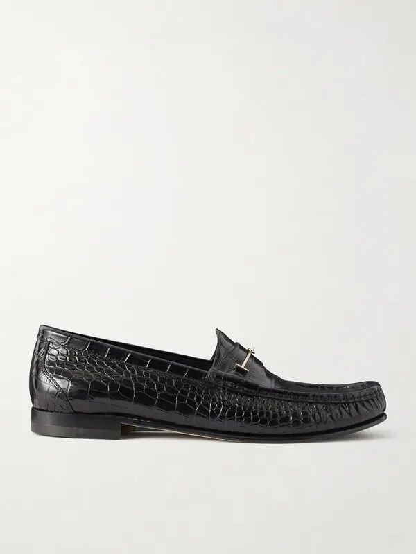 TOM FORD Oscar Embellished Croc-embossed Leather Loafers