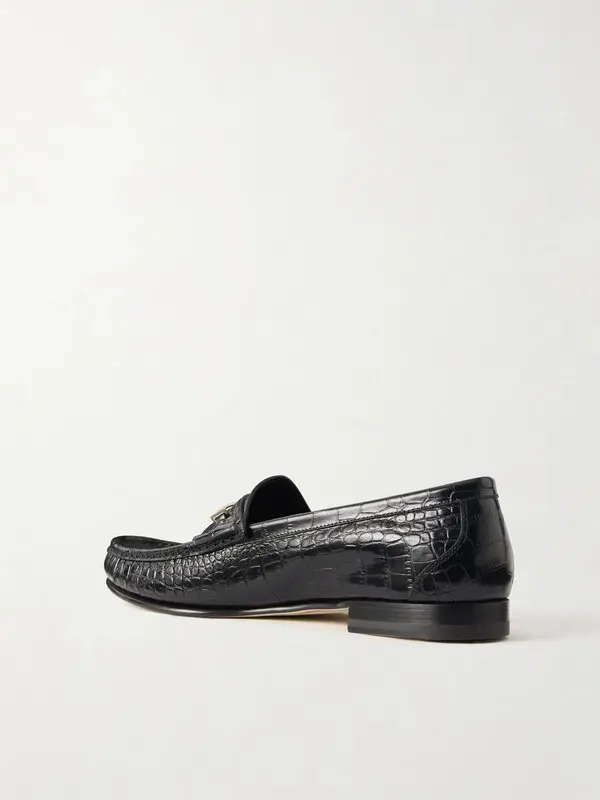 TOM FORD Oscar Embellished Croc-embossed Leather Loafers