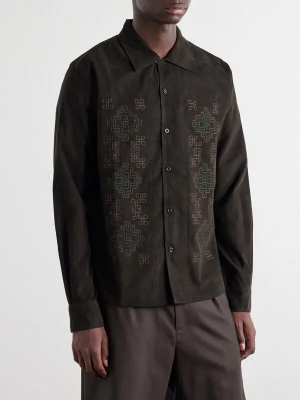 KARDO Chintan Embroidered Cotton-corduroy Shirt