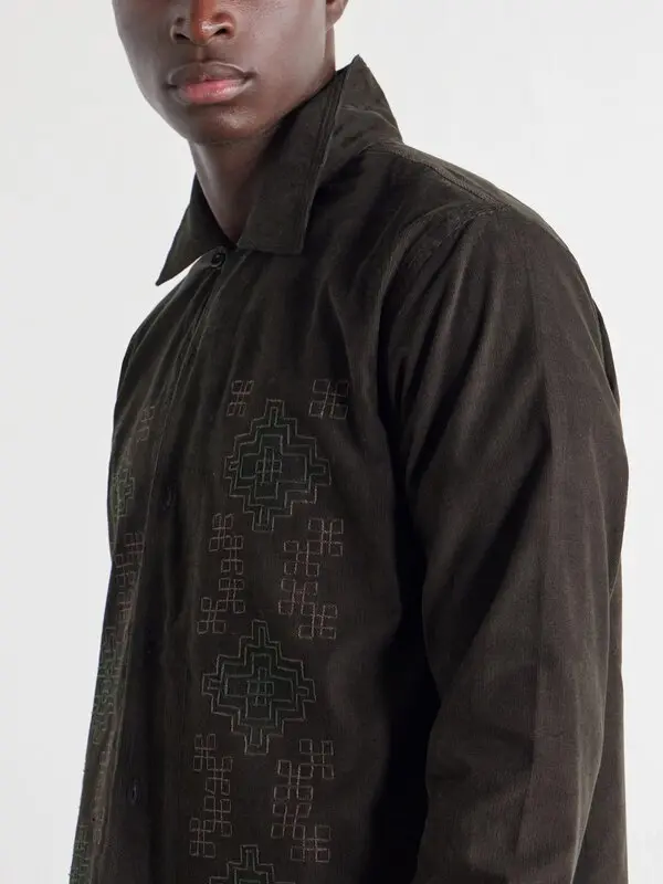 KARDO Chintan Embroidered Cotton-corduroy Shirt