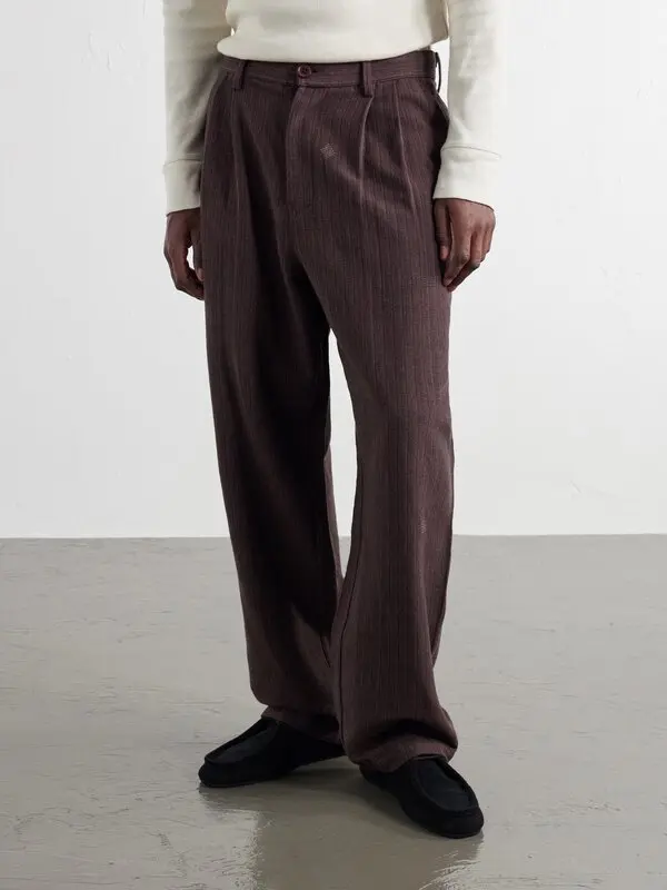 KARDO Antonio Straight-leg Pinstriped Cotton Trousers