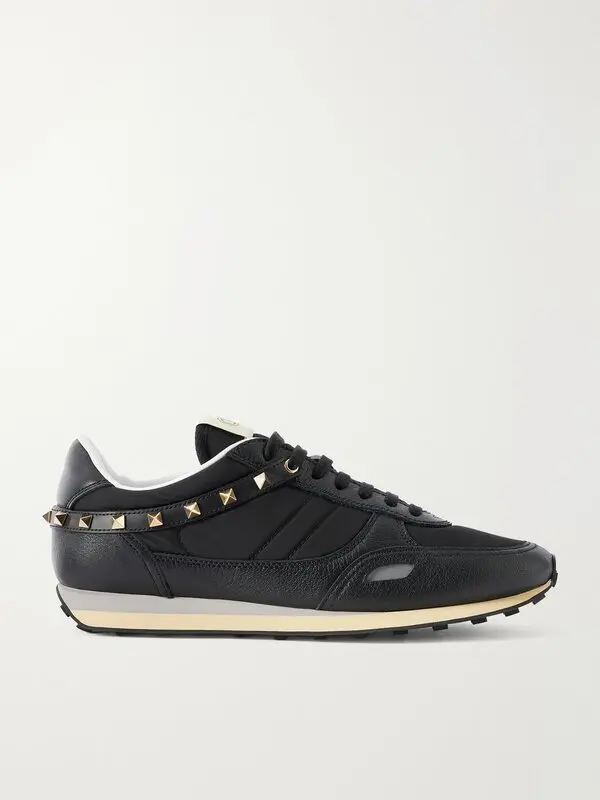 Valentino Garavani Stud Up Embellished Leather-trimmed Sneakers