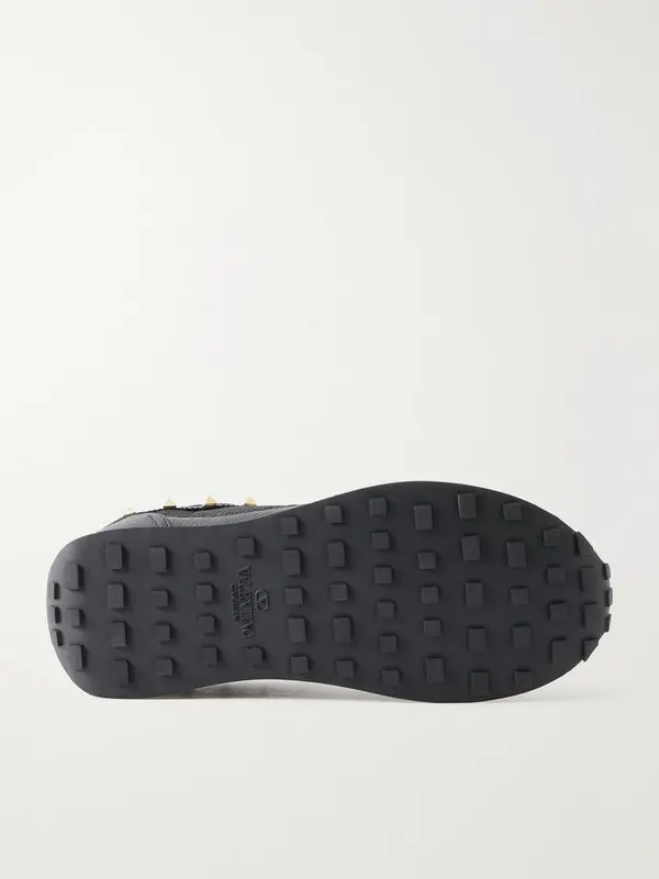 Valentino Garavani Stud Up Embellished Leather-trimmed Sneakers