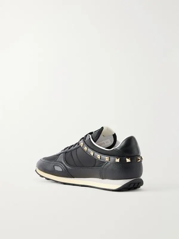 Valentino Garavani Stud Up Embellished Leather-trimmed Sneakers