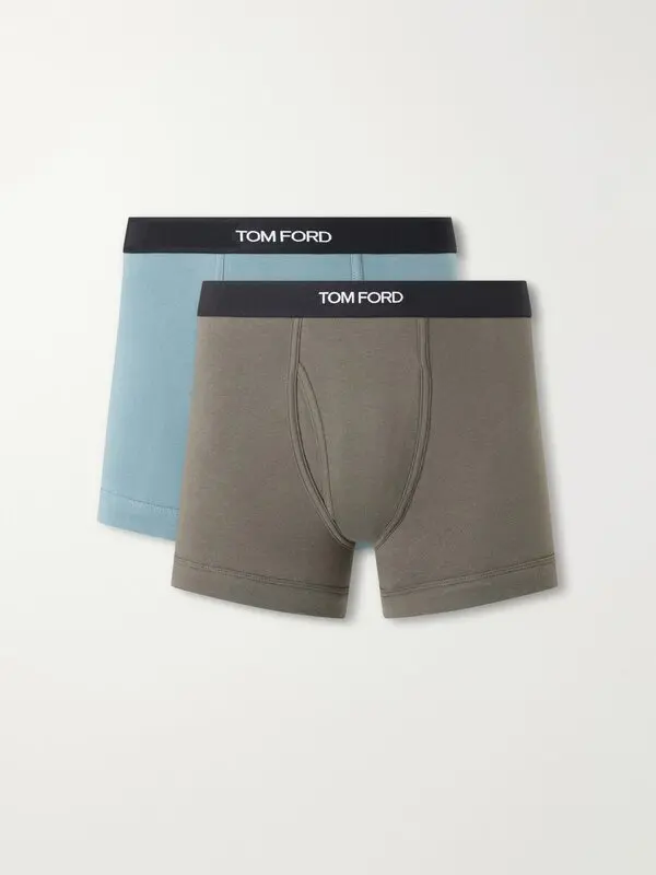 TOM FORD Two Pack Logo-jacquard Waistband Cotton-stretch Jersey Boxer Briefs