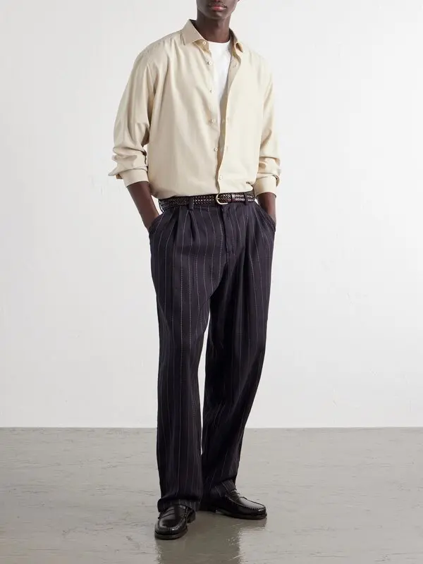 KARDO Antonio Straight-leg Embroidered Cotton Trousers
