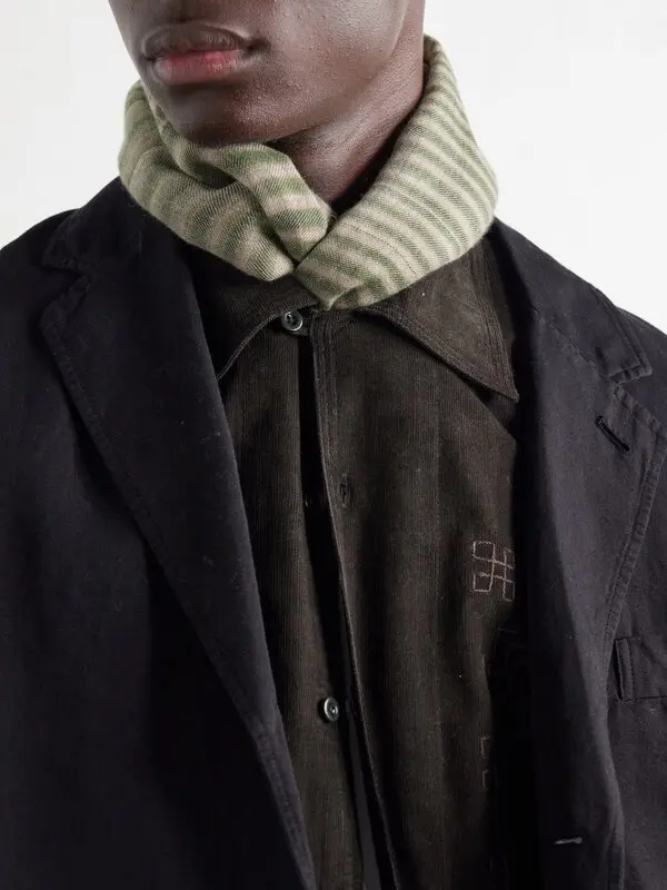 KARDO Embroidered Striped Cashmere Scarf