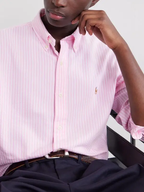 Polo Ralph Lauren Button-down Collar Logo-embroidered Cotton Shirt - Pink