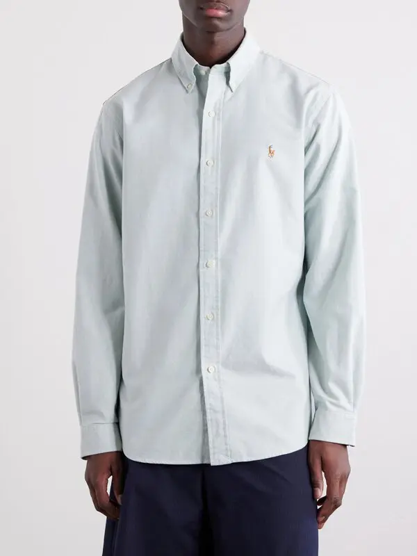 Polo Ralph Lauren Button-down Collar Logo-embroidered Cotton Shirt - Green