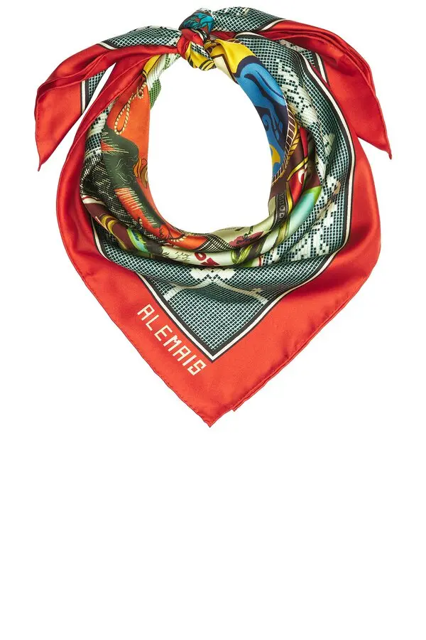ALEMAIS Ace Silk Scarf In Red