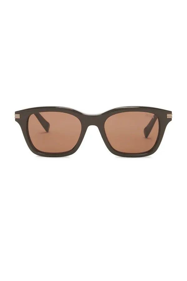 Zegna Geometric Acetate Sunglasses - Brown