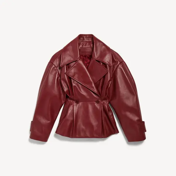 Balenciaga Folded Short Trench In Smooth Lambskin - Red